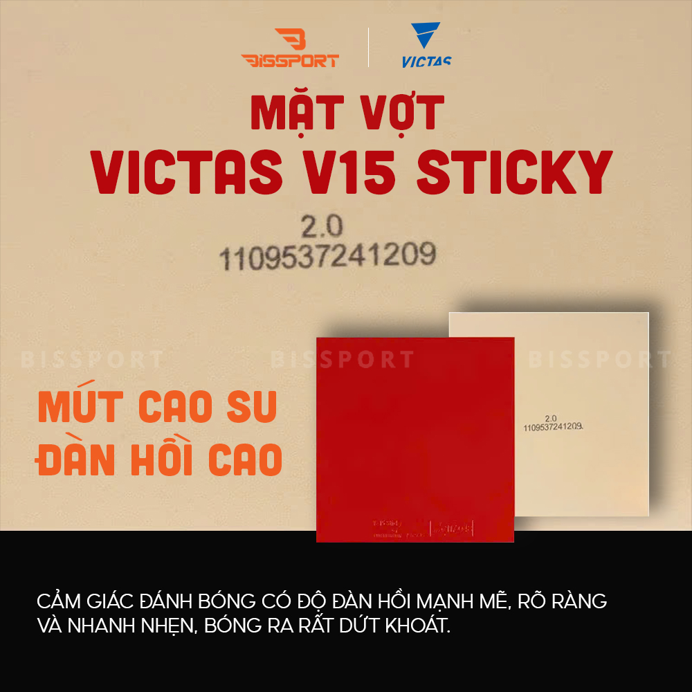 Mặt Vợt Bóng Bàn VICTAS V15 Sticky Chính Hãng - 47 Độ - Độ Xoáy Cao - Kiểm Soát Tốt - Tốc Độ ...
